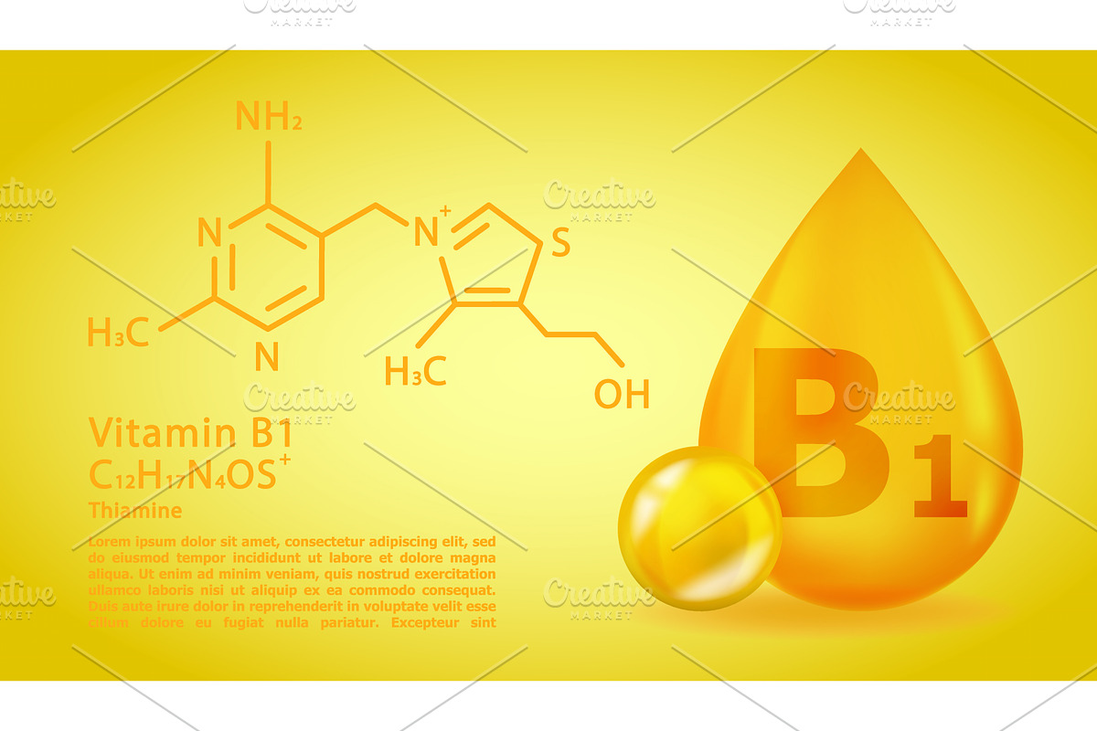Realistic B1 Thiamine Vitamin drop, a Healthcare Illustration by ...