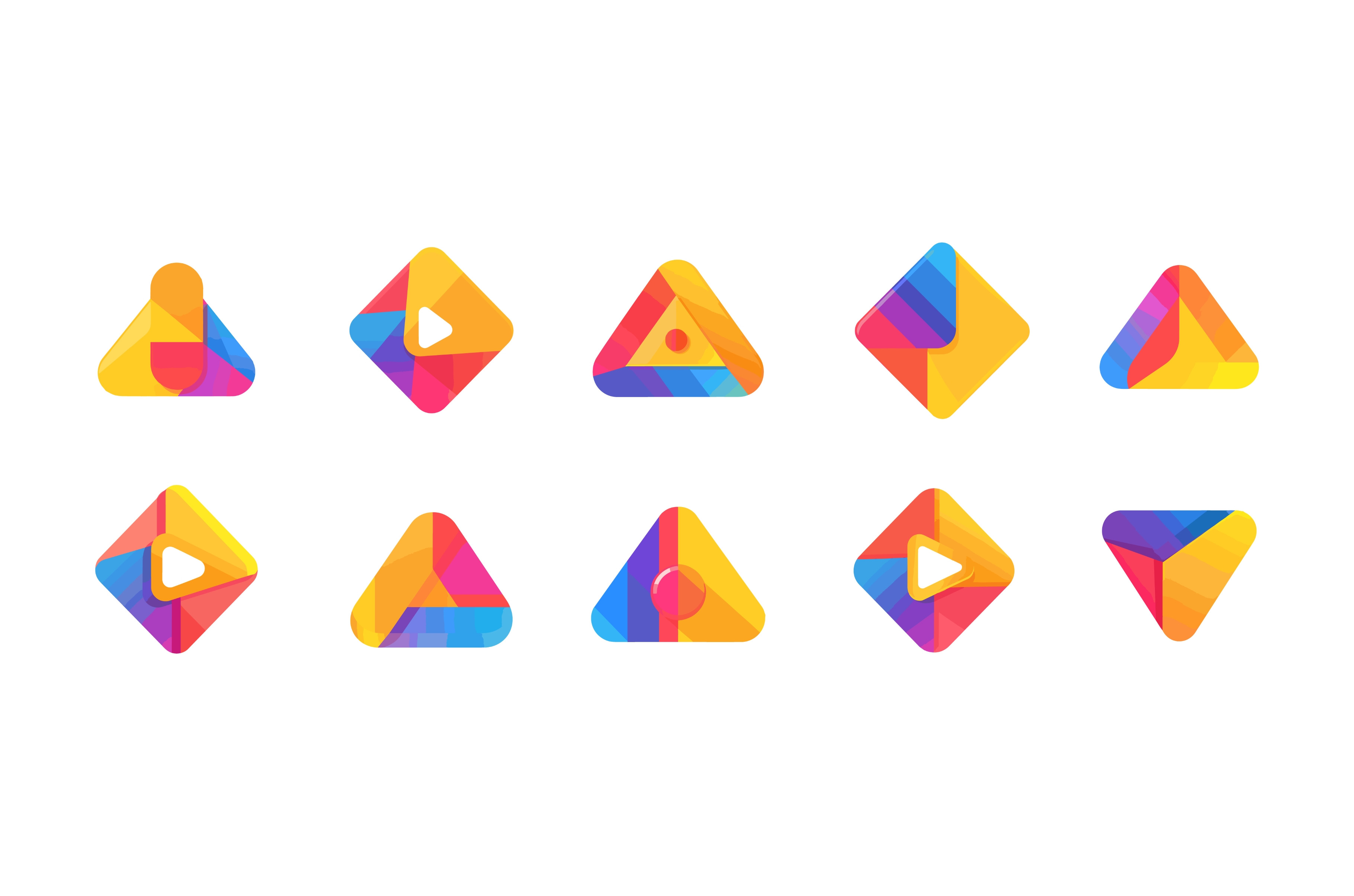 Play logo square triangle shape, an Illustration by Stock-Smart-Start ...