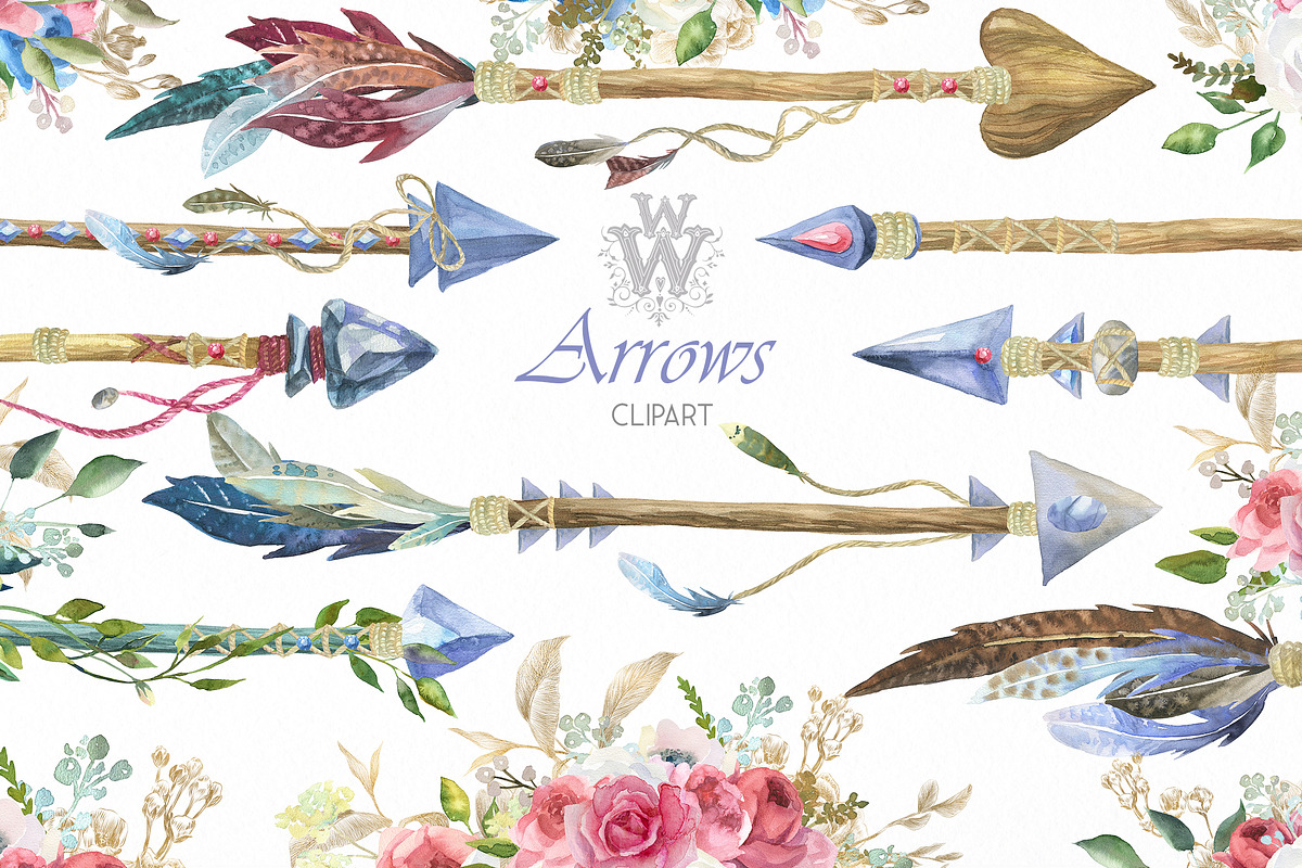 Watercolor Boho Arrows clipart, an Illustration by WonderWonder ...