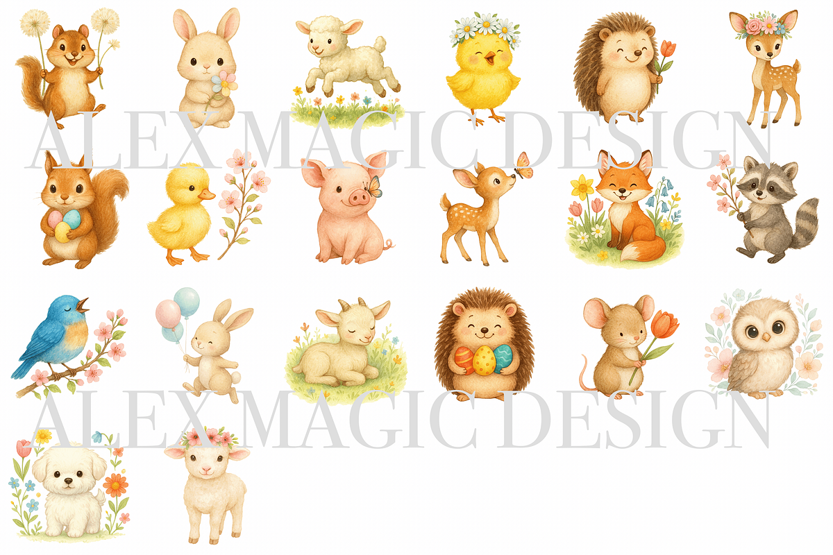 Spring Animals Clipart Set