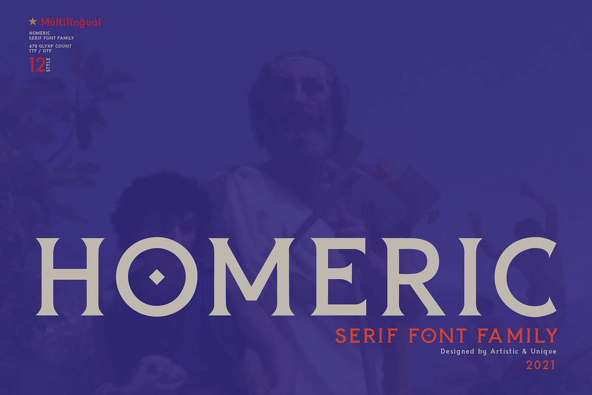Homeric - Serif font Family, a Serif Font by Artistic & Unique