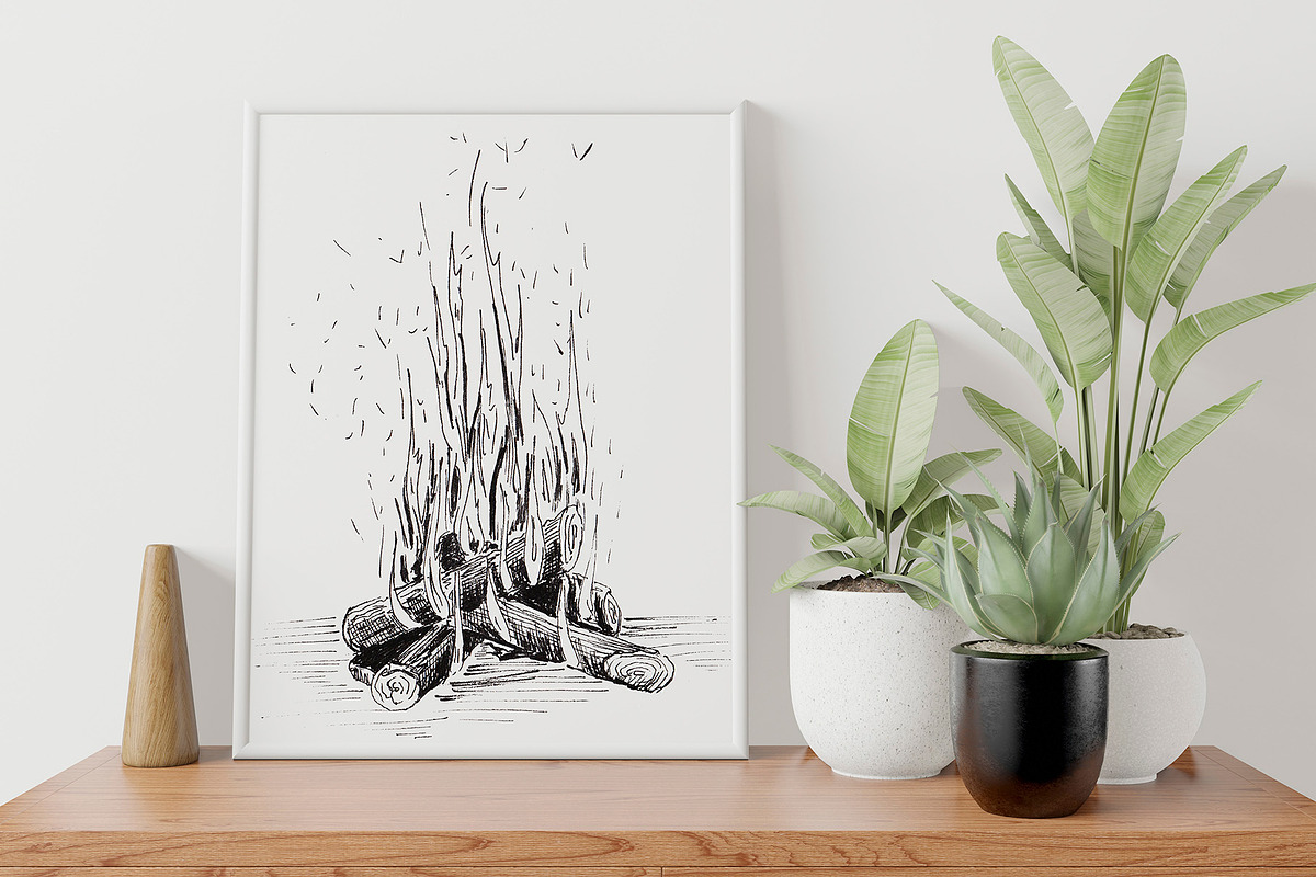 Bonfire. Hand-drawn sketch, an Illustration by Canatic