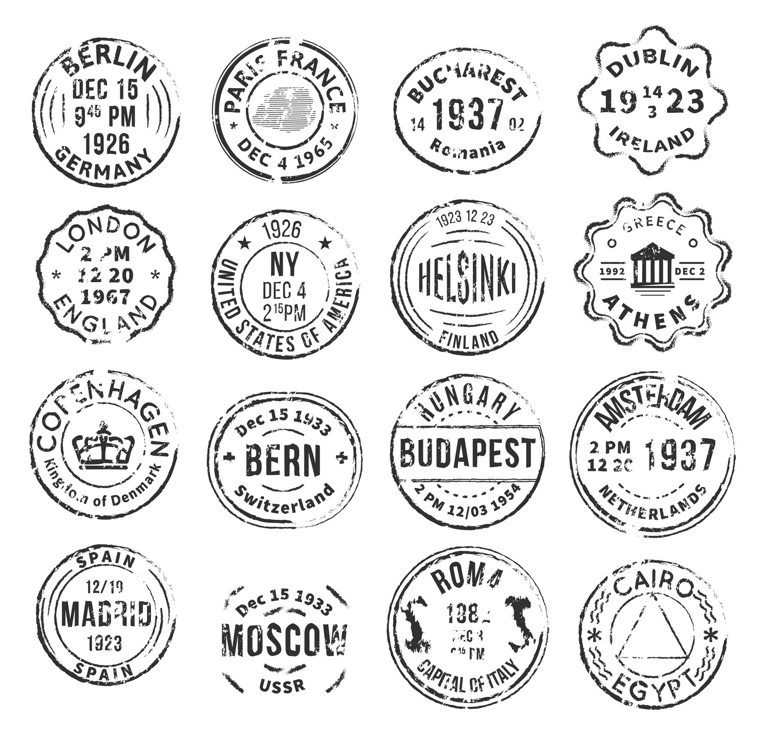 Monochromatic Isolated Postal Stamps | Branding & Logo Templates ...