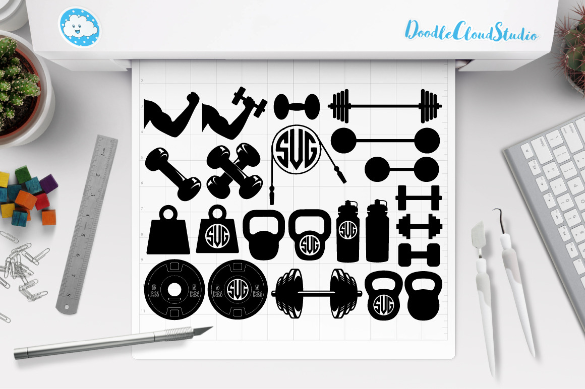 Weights SVG Files, Lifting Weights, an Illustration by Doodle Cloud Studio