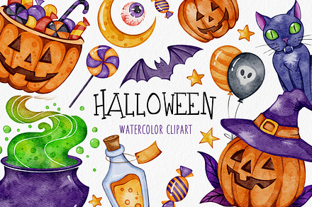 Watercolor Candy Corn Witch Clipart | Illustrations ~ Creative Market