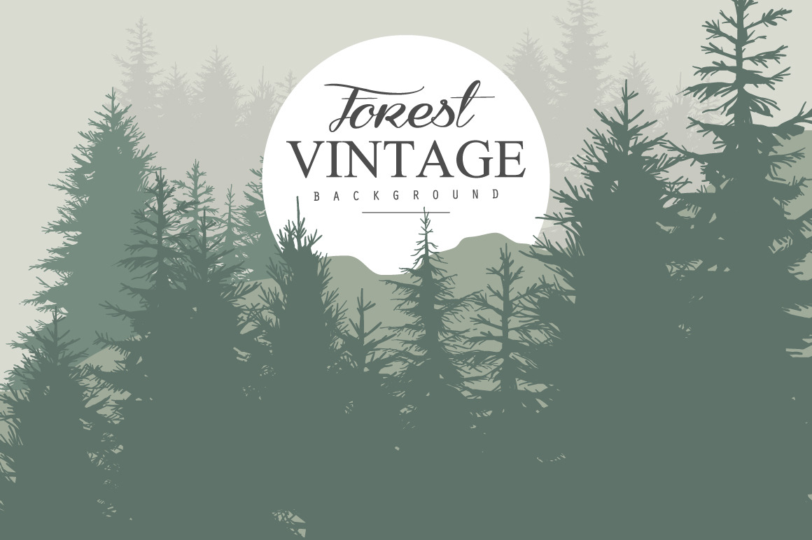 Vintage Pine Forest, a Decorative Illustration by TopVectors