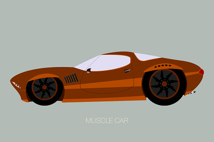 side view custom muscle car | Illustrations ~ Creative Market