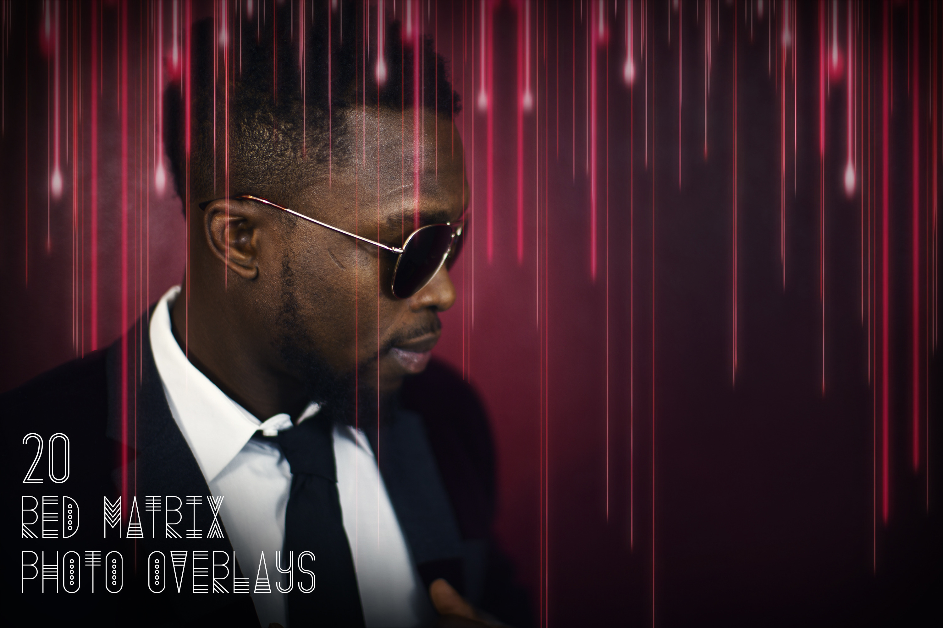 20 Red Matrix Photo Overlays, a Layer Style Add-On by Eldamar Studio