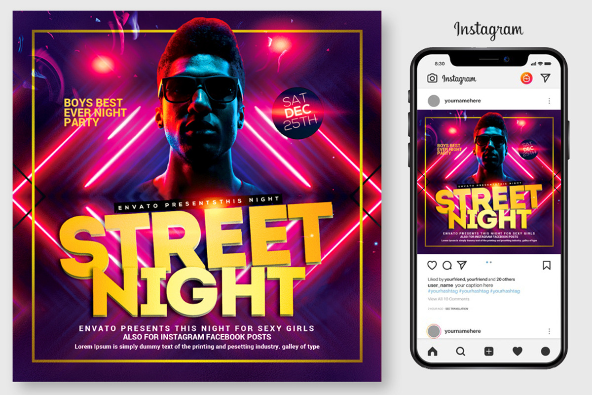 3 Street Night Flyers Bundle, a Flyer Template by graphicforest
