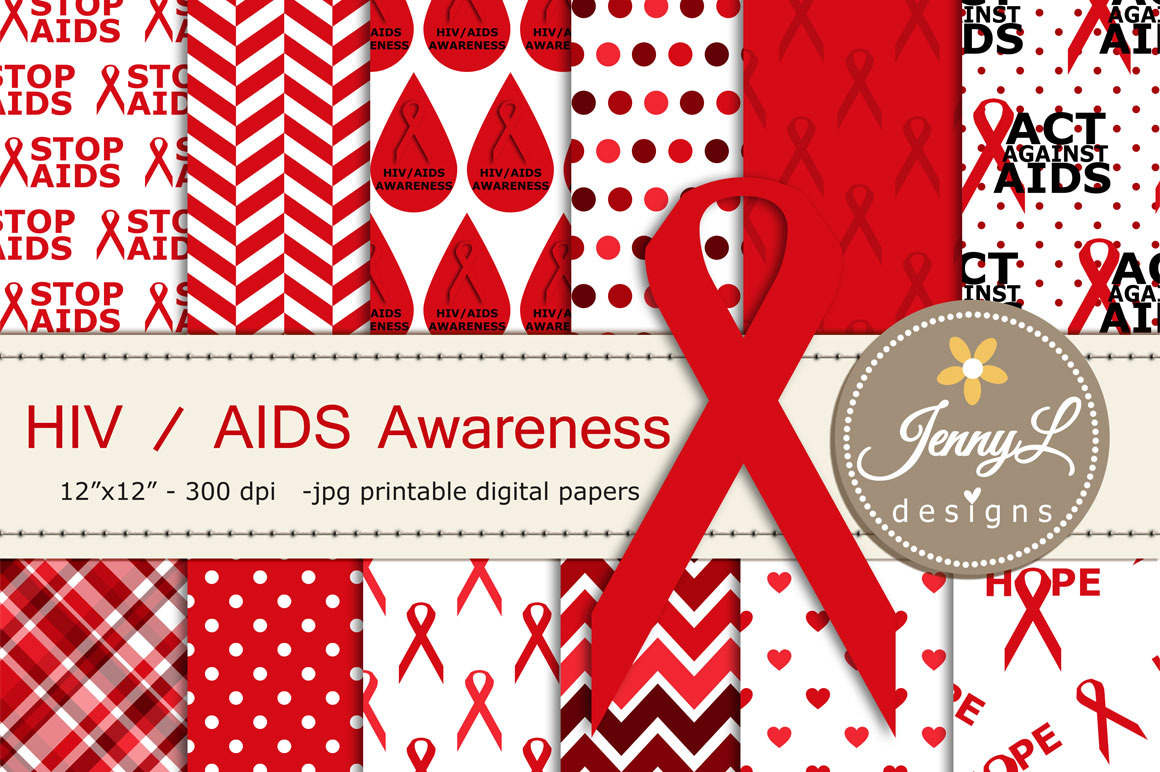 AIDS / HIV Awareness Digital Papers, a Pattern Graphic by JennyL Designs