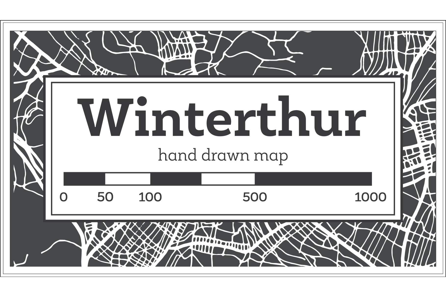 Winterthur Switzerland City Map, a Transportation Illustration by Booblgum