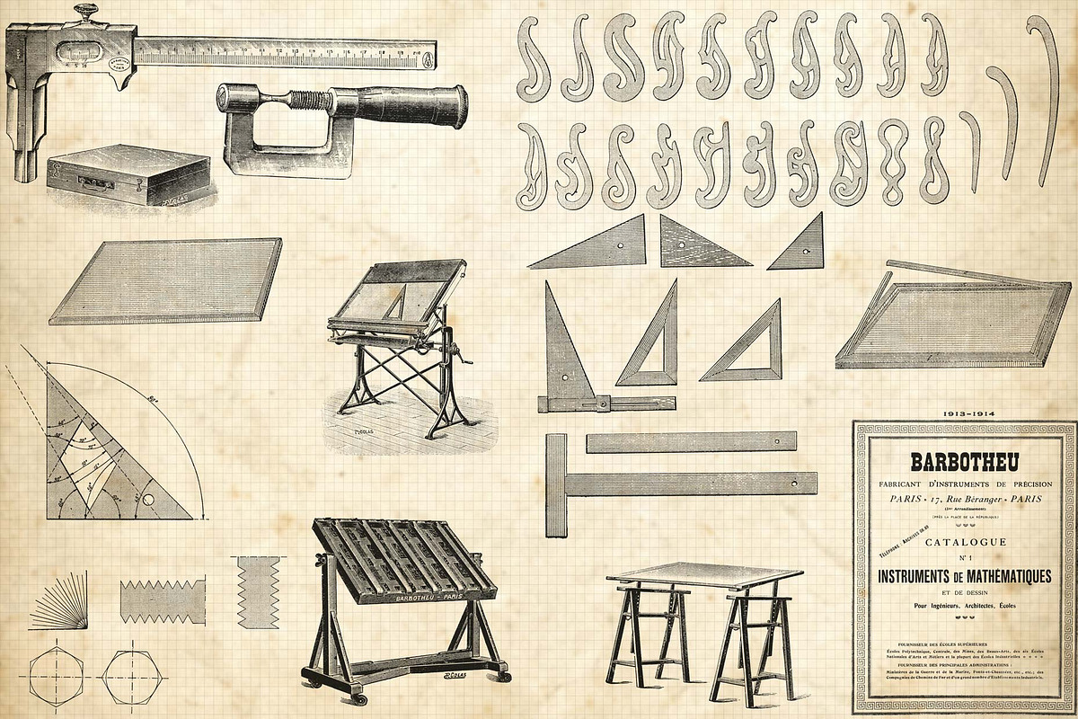 MATH & DRAWING INSTRUMENTS + 4 BONUS, an Object Graphic by Benjamin ...