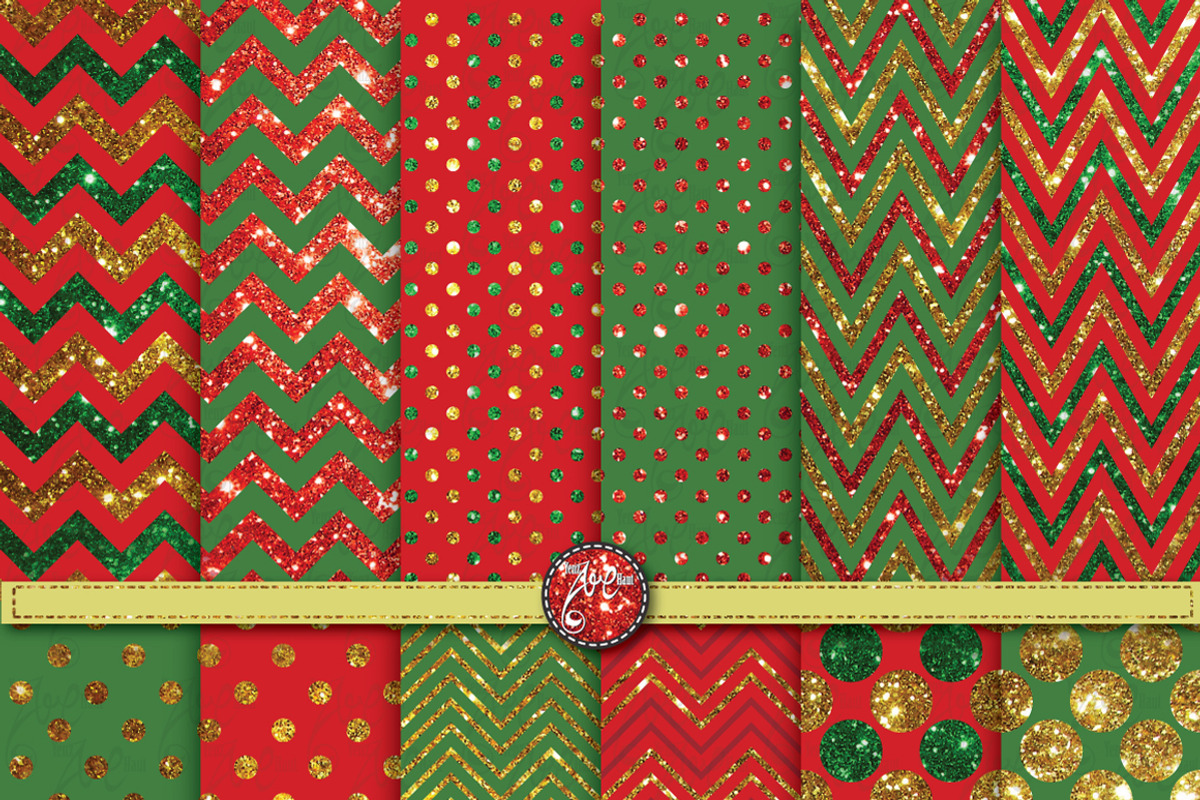 Christmas Glitter Digital Paper Set, a Texture Illustration by YenzArtHaut