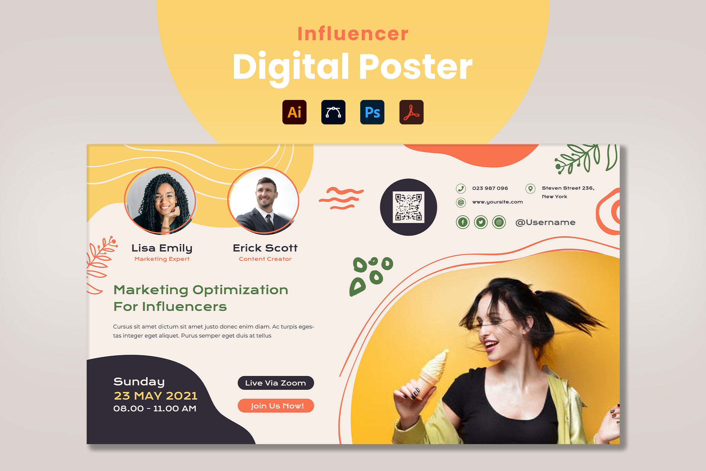 Influencer Digital Poster, a Templates & Theme by Rahardi Creative ...