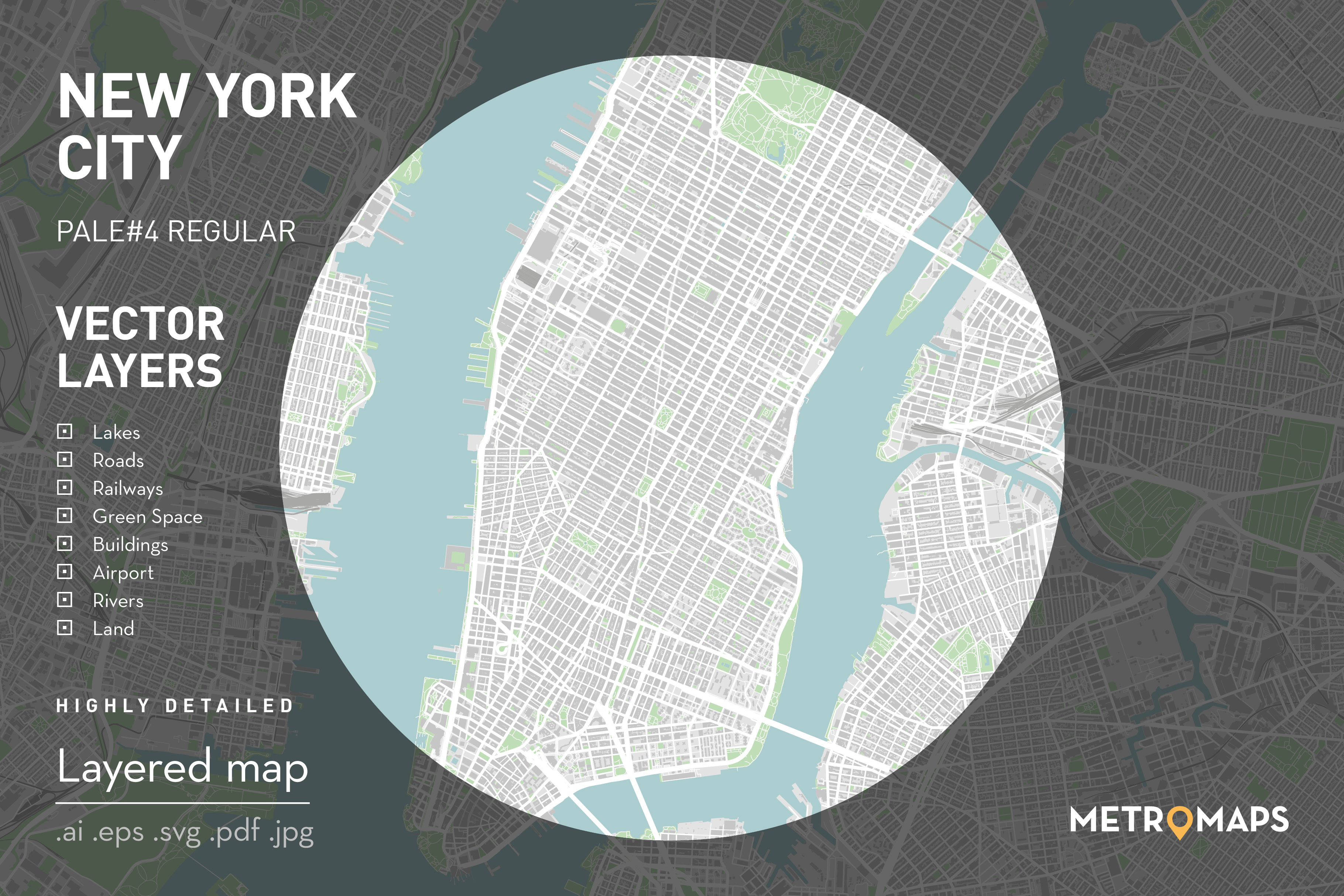 New York Map – Pale / Regular, an Illustration by MetroMaps