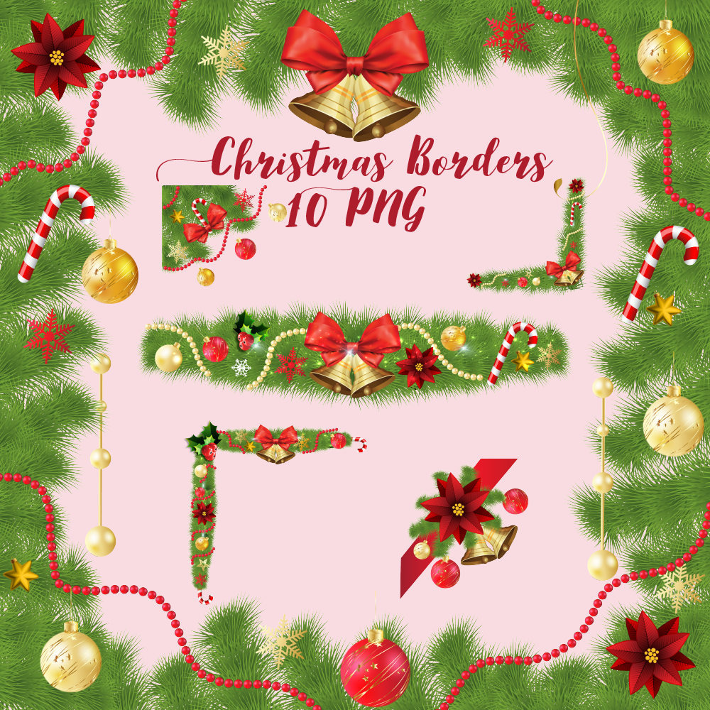 Christmas Borders Clipart | Decorative Illustrations ~ Creative Market