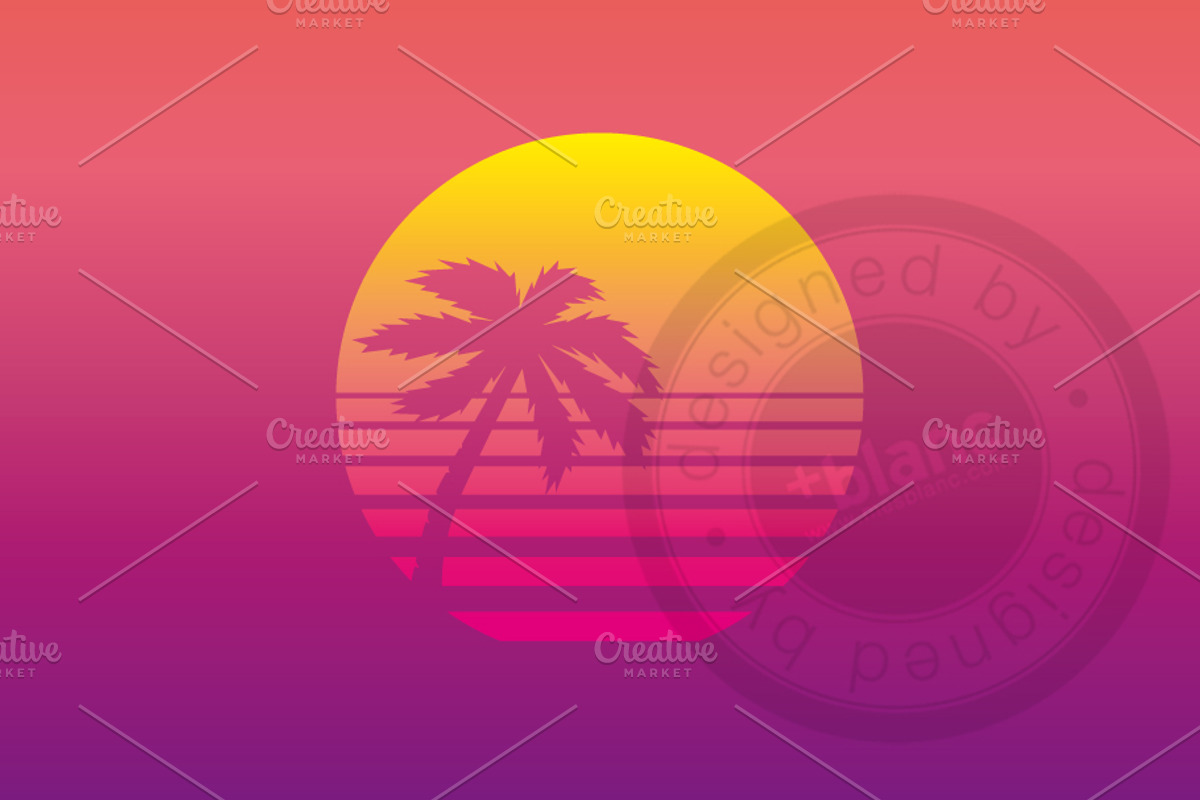 Retro Sunset, an Illustration by mesblanc