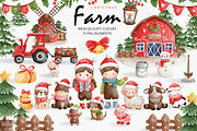 Christmas farm clipart, an Animal Illustration by Chonnieartwork