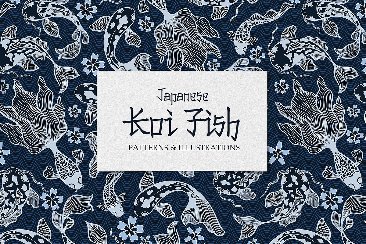 Japanese Koi Fish Vector Patterns, a Pattern Graphic by ilonitta