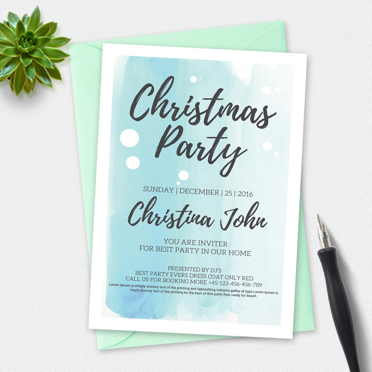 Christmas Party Invitation Card, an Invitation Template by graphicforest