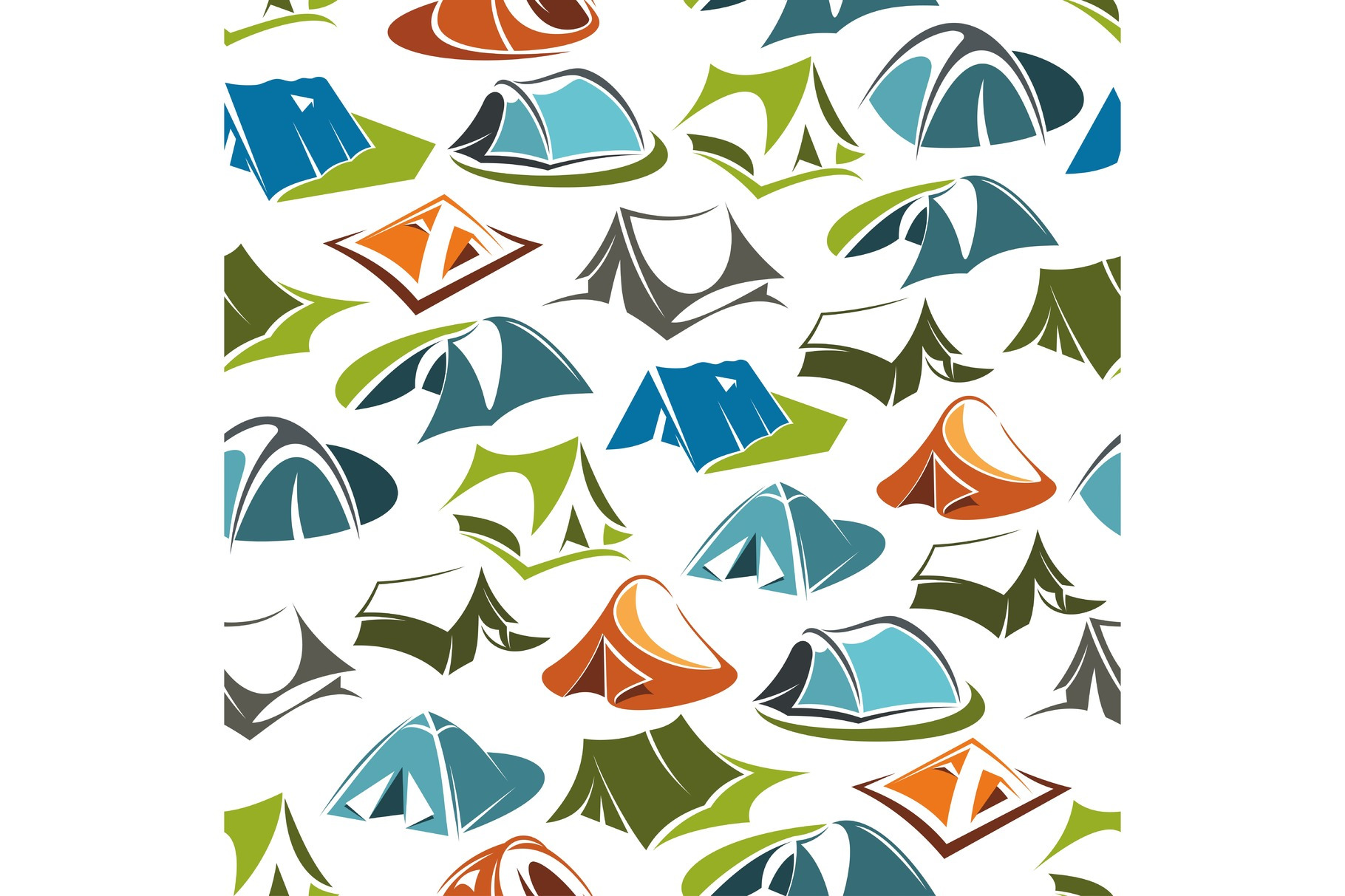 Camping tents seamless pattern | Texture Illustrations ~ Creative Market