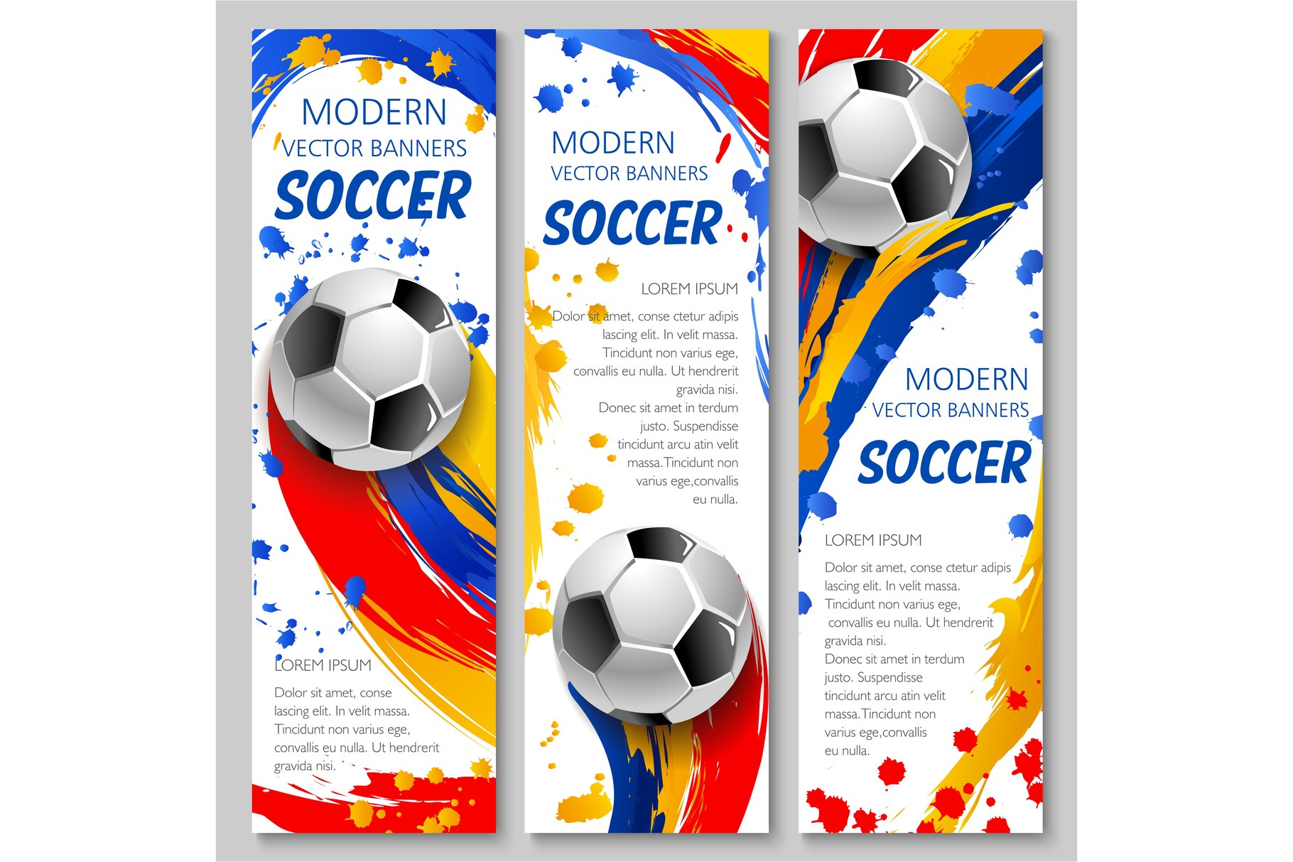 Soccer ball banner of football sport game template, an Illustration by ...