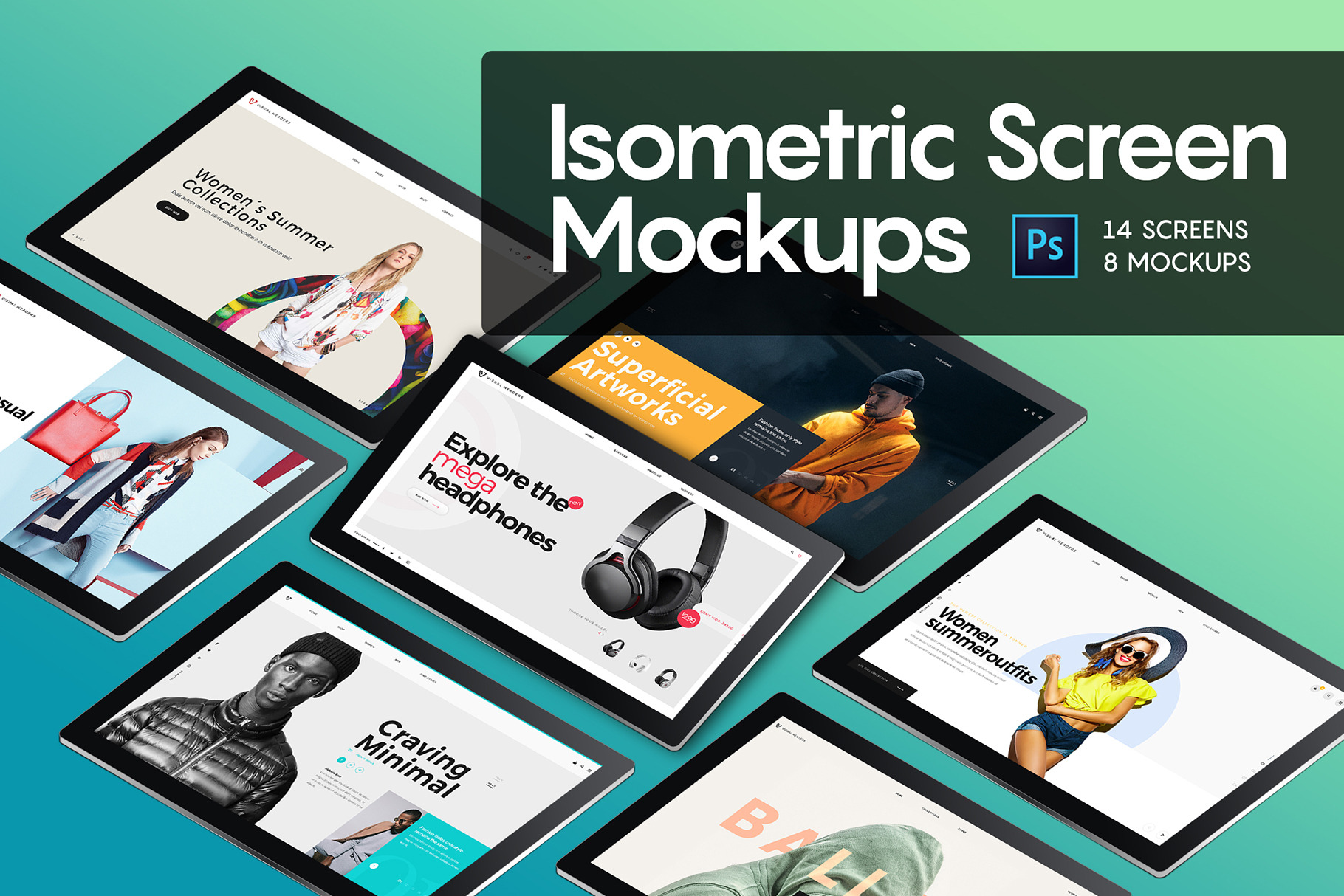Isometric Screen Mockup, a Device Mockup by KL-Webmedia