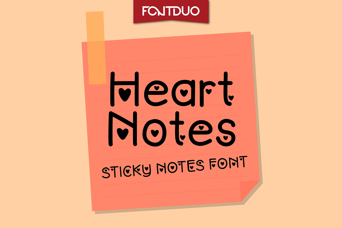 Hearts Sticky Notes Font, a Script Font by FontDuo