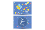Happy Birthday Vector Cartoon Greeting Card, a Technology Illustration ...