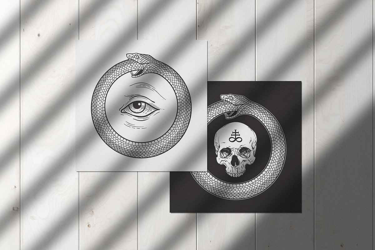 Snake Cult vector elements, an Illustration by Croisy