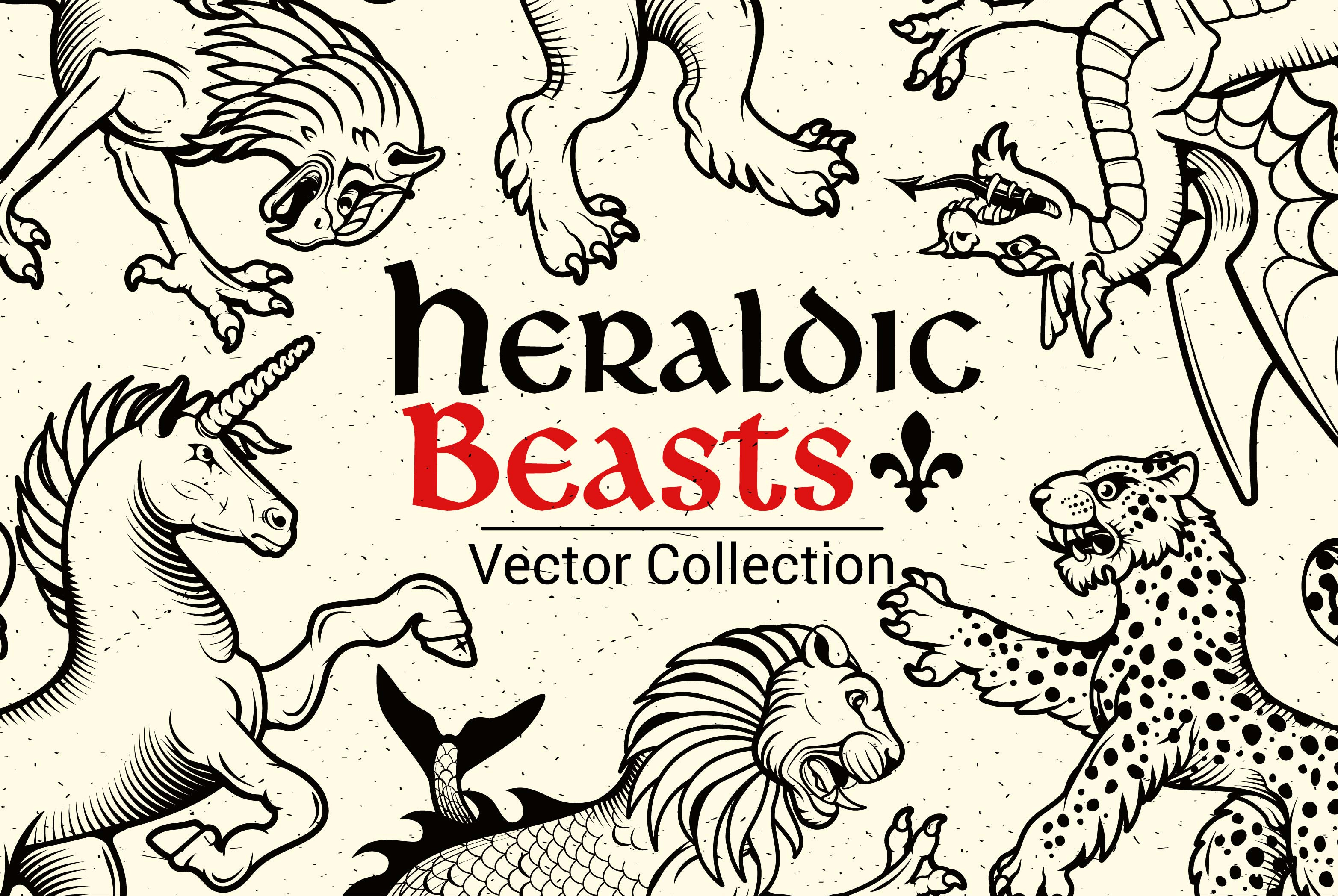 Heraldic Beasts | Animal Illustrations ~ Creative Market