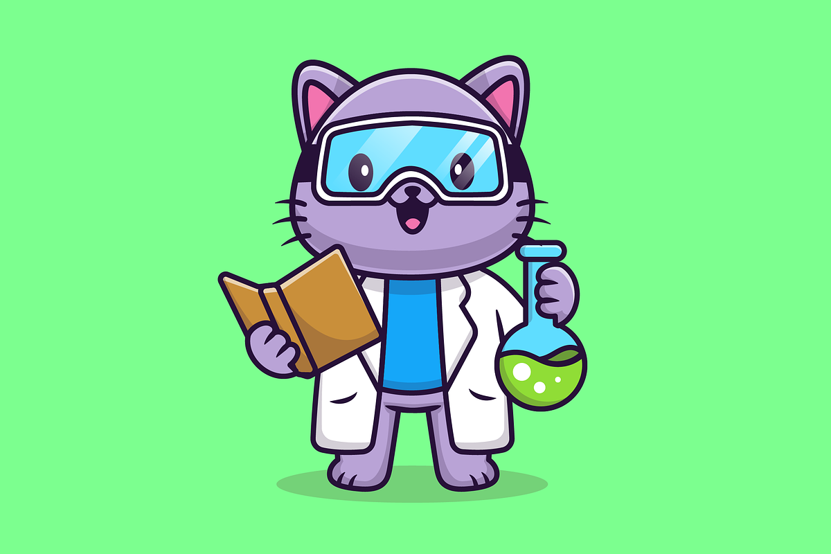 Cute Cat Scientist Cartoon, an Animal Illustration by Catalyst Labs