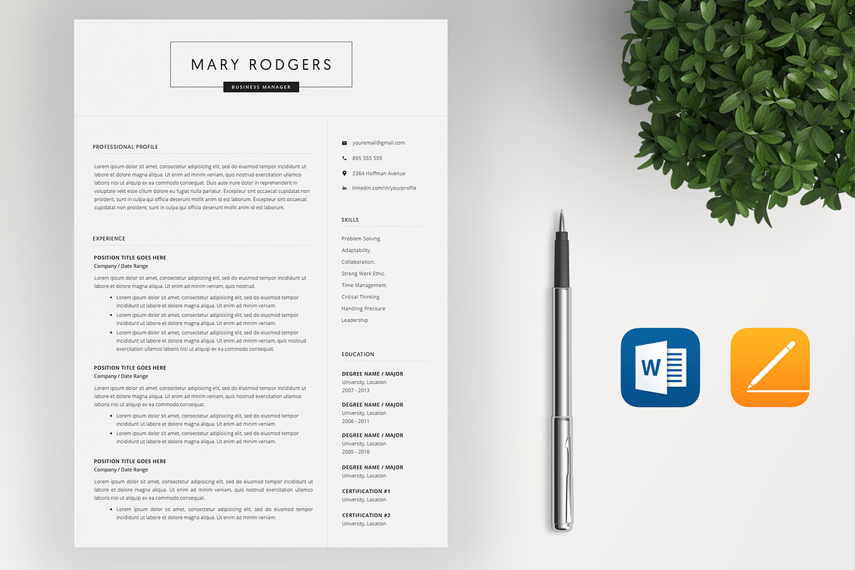 Resume Template / 4 Page CV, a Resume Template by SalientResume ...