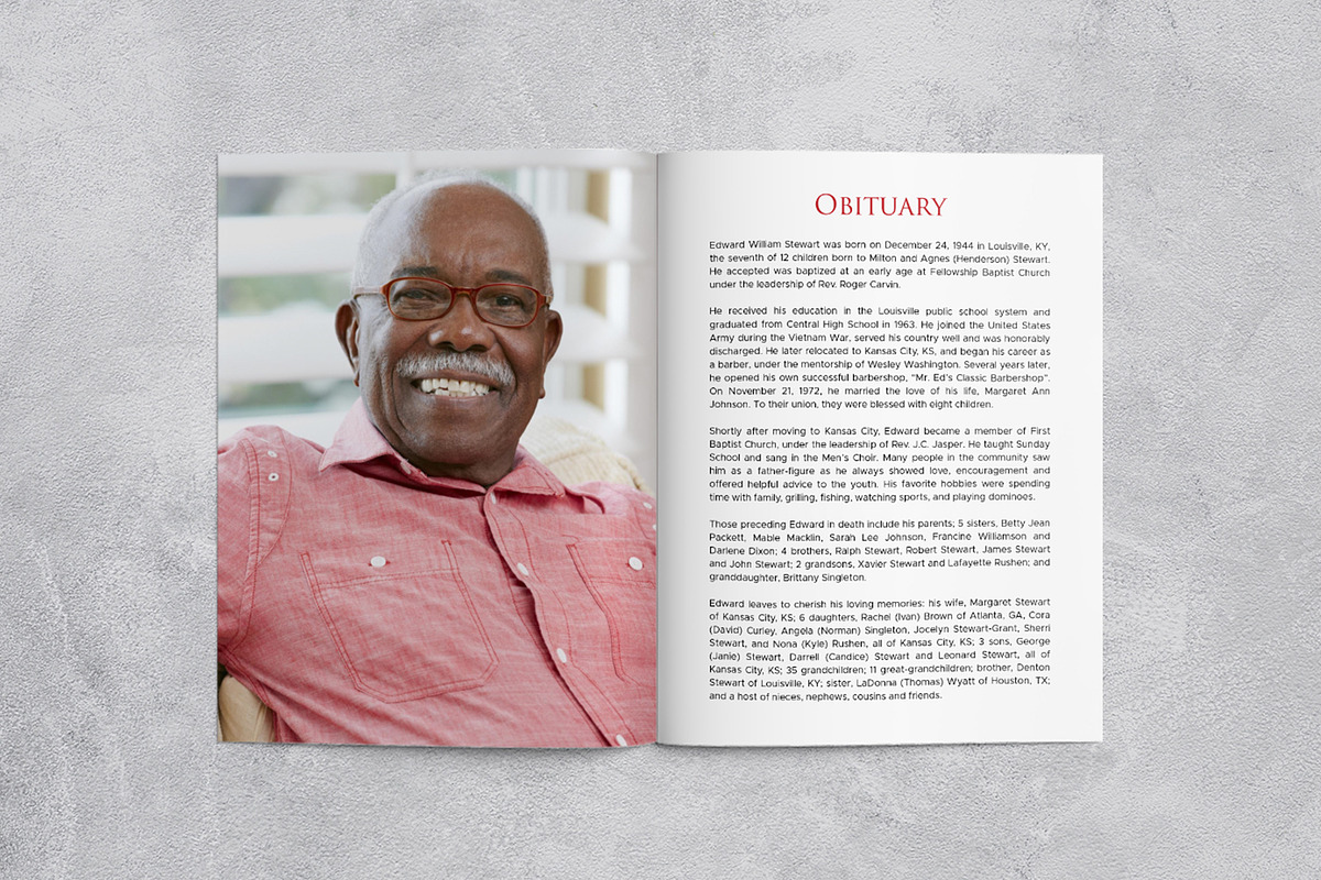 Red & Black Funeral Program Template, a Templates & Theme by Studio Reena