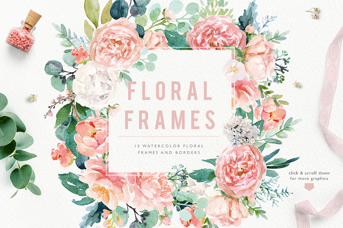 Watercolor Peach Floral Alphabet, a Decorative Illustration by Veris Studio