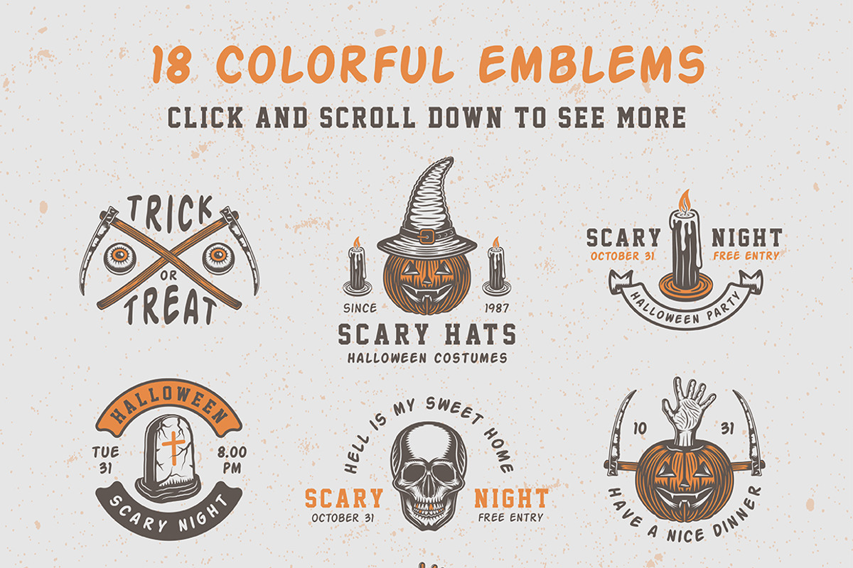 Vintage Halloween Emblems Part 2, a Branding & Logo Template by AkimD