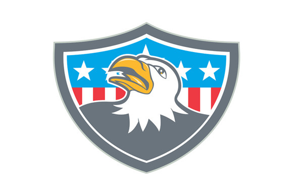 American Bald Eagle Head Flag Shield, an Illustration by patrimonio