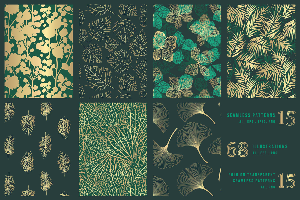Royal Green Patterns Collection, a Pattern Graphic by The Paper Town