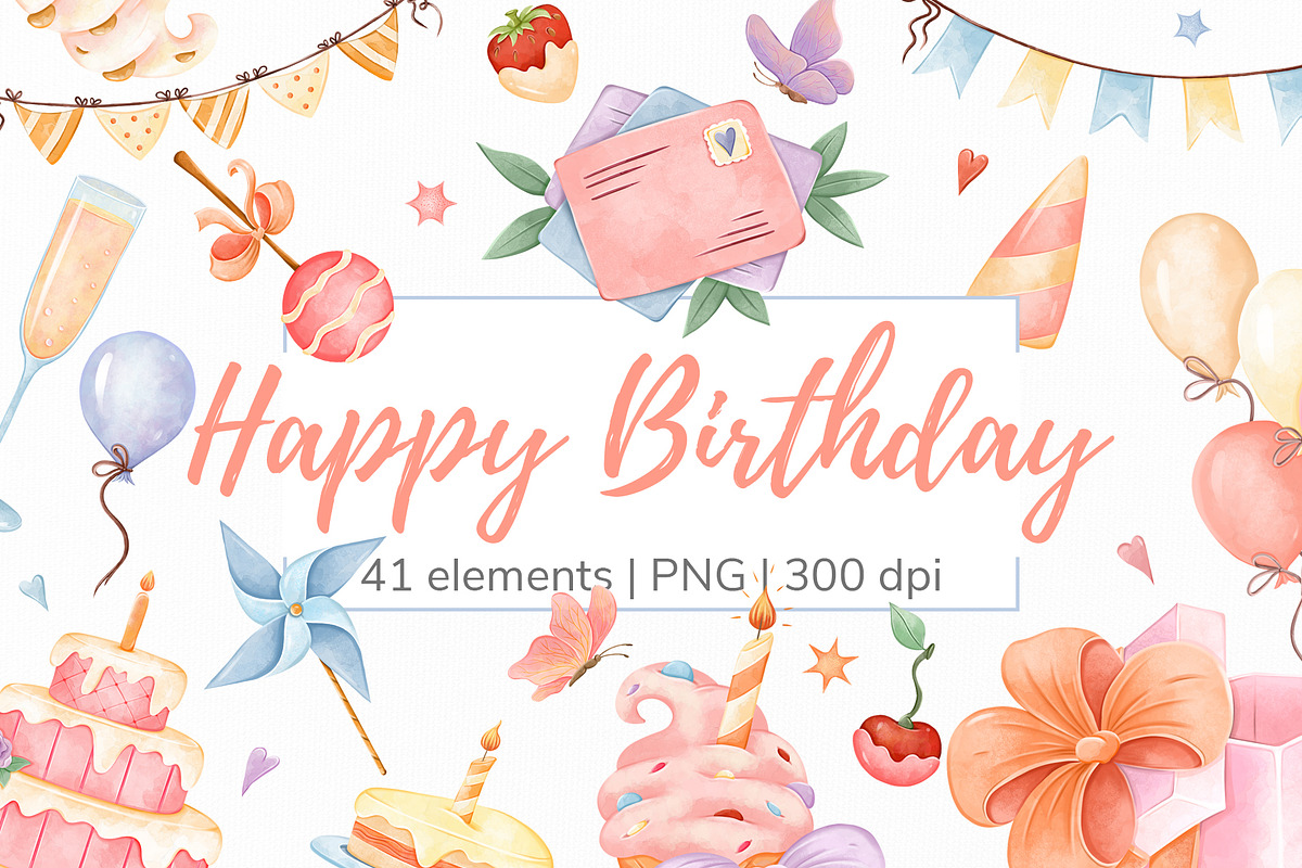 Birthday party digital clipart, an Object Graphic by Mespilia ...