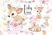 Baby Deer Watercolor Clipart, an Animal Illustration by StudioBeeArt