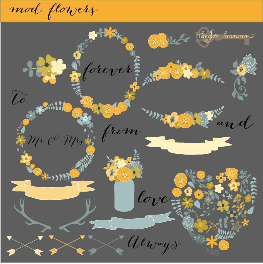Mod Flowers in Yellow and Lime, an Illustration by Verdigris Studios ...