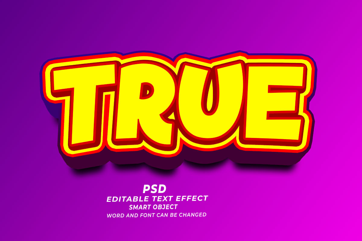 True 3d PSD Editable Text Effect, a Layer Style Add-On by TrueVector ...