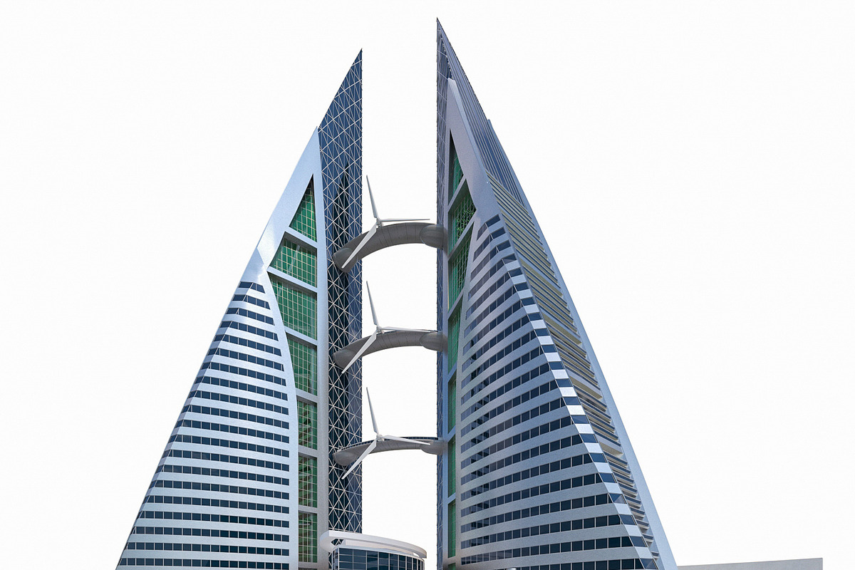 Bahrain World Trade Center, an Architecture 3D Model by 3DNUTS