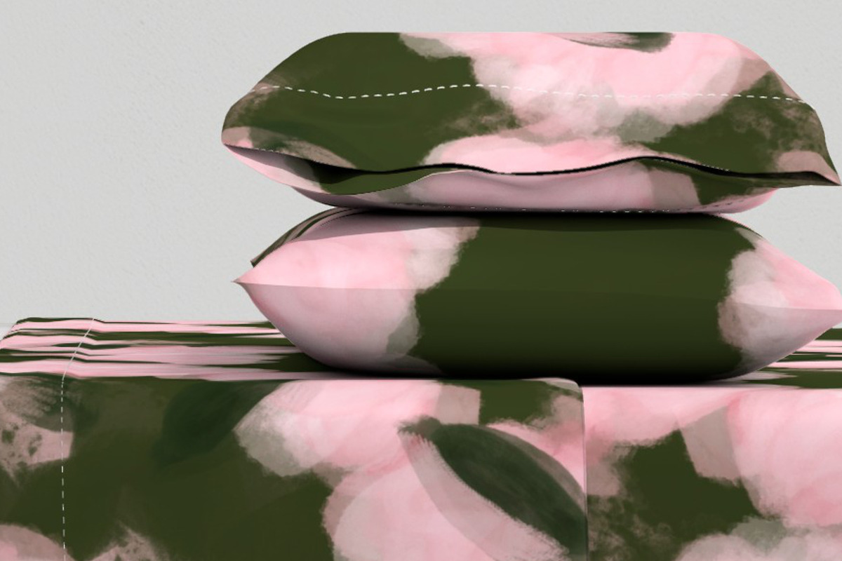 Abstract pink green spring blooms, a Pattern Graphic by Nocito Design