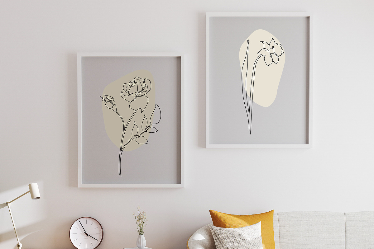 One line Birth Flowers Drawing, a Decorative Illustration by Dervik Art ...