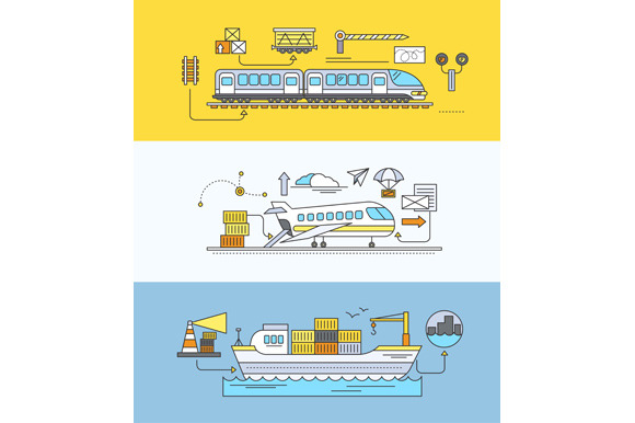 Freight Forwarding Rail by Sea, an Illustration by robuart