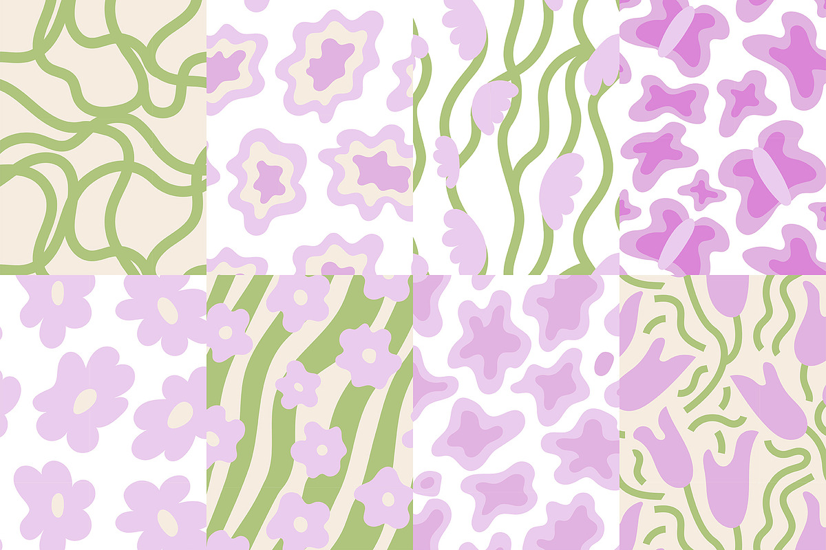 Y2K Wavy Patterns collection, a Pattern Graphic by Felizabeth Design