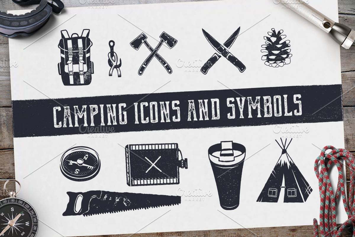 Bushcraft Icons and Hiking Symbols, a Solid Icon by JeksonGraphics