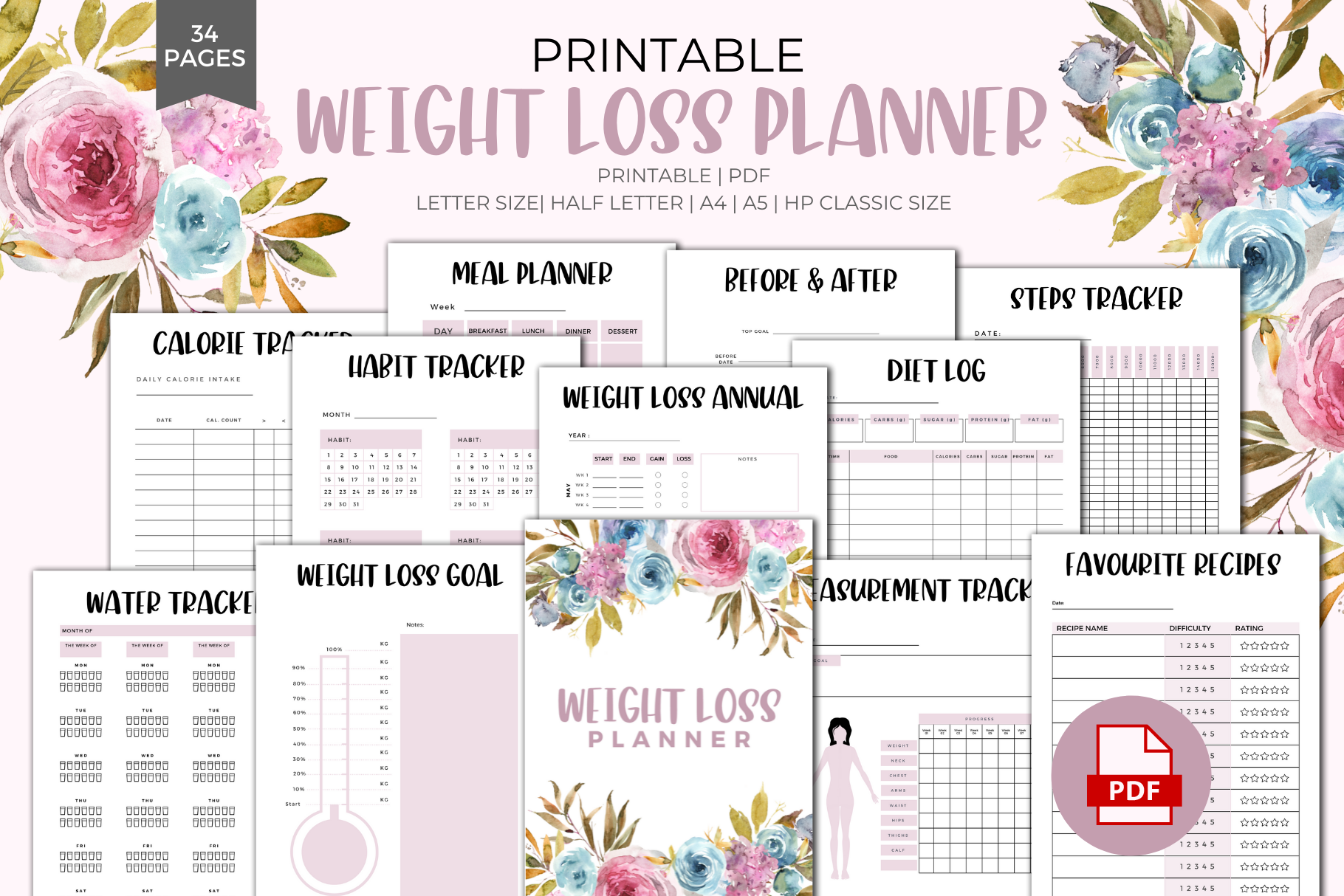 WEIGHT LOSS PLANNER - PRINTABLE PDF