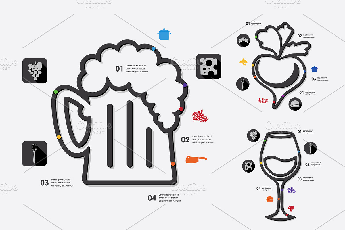 9 restaurant infographics, a Food Illustration by Palau